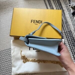 Fendi | Bags | Fendi Baguette Ff Leather Wallet On Chain In Light Blue ...